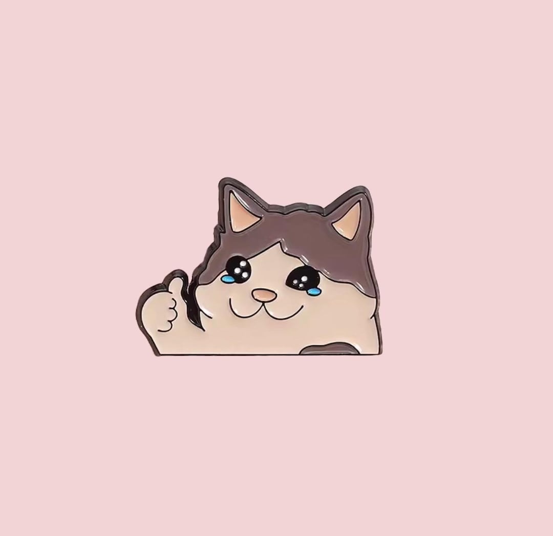 Thumb up Crying Cat Enamel Pin – Kawaii & Hilarious Animal Brooch - Etsy