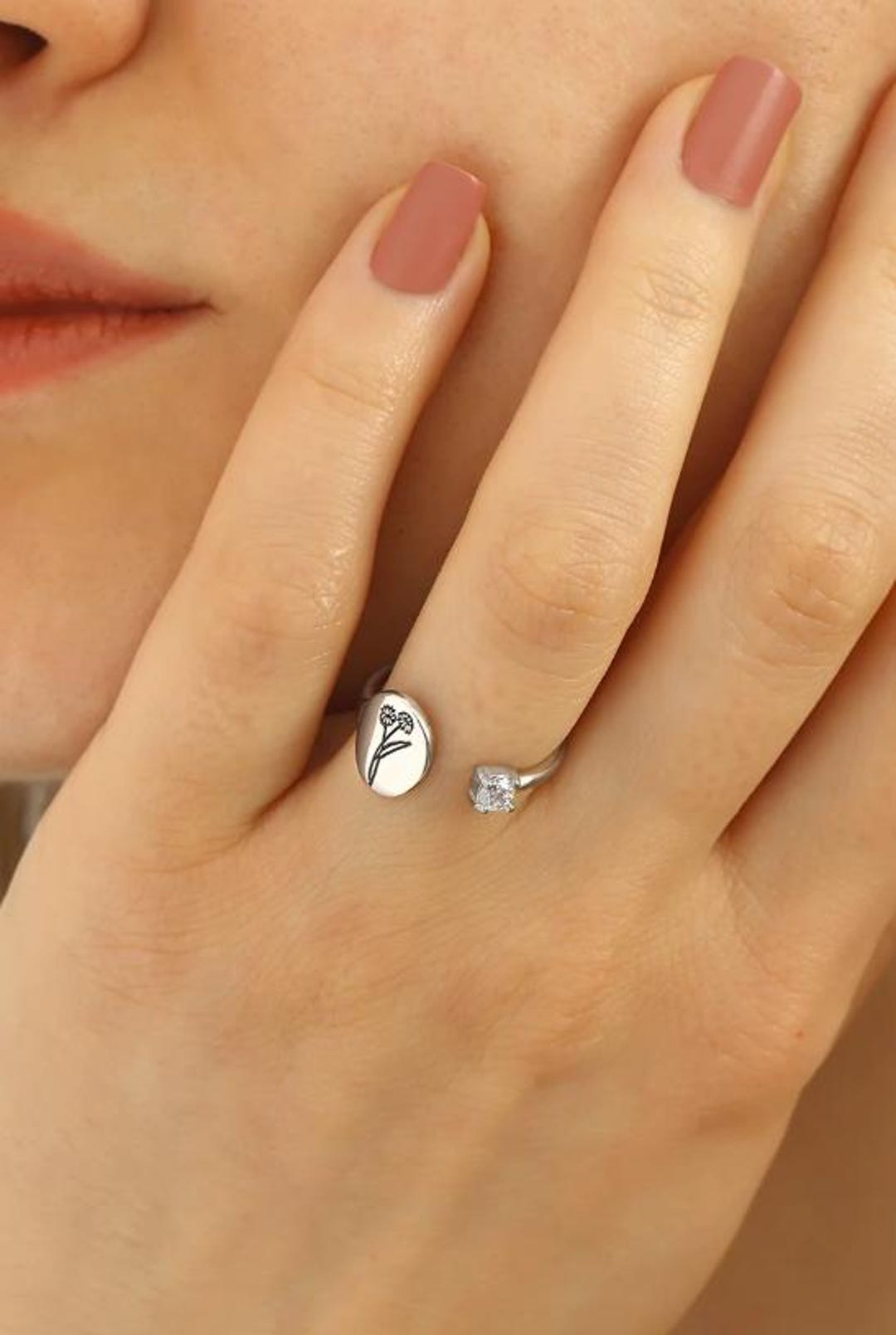 Stoned April Birth Flower Ring, DAISY: Health, Innocence, Fertility ...