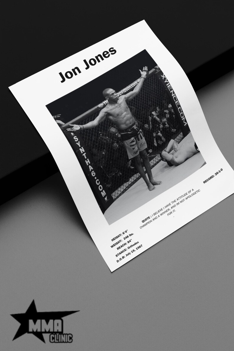 Jon Jones UFC Poster MMA Art Print Fight Night Decor Gifts for UFC Fans ...