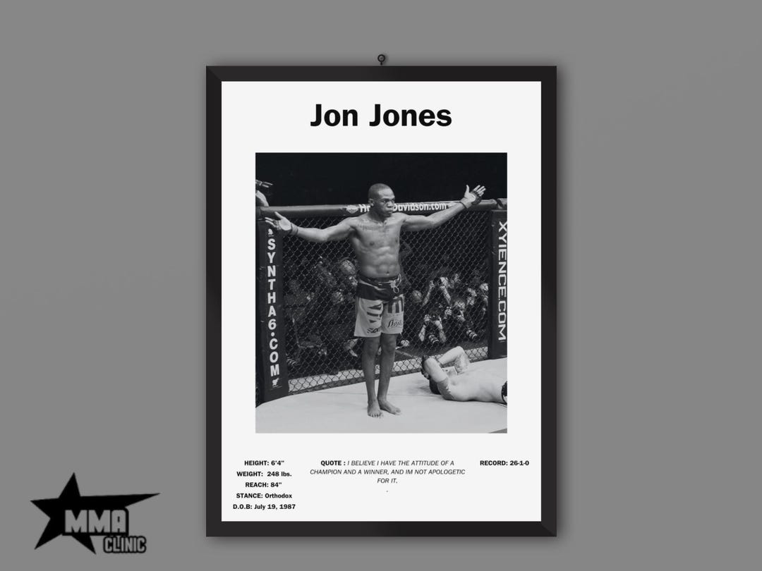Jon Jones UFC Poster | MMA Art Print | Fight Night Decor | Gifts for ...