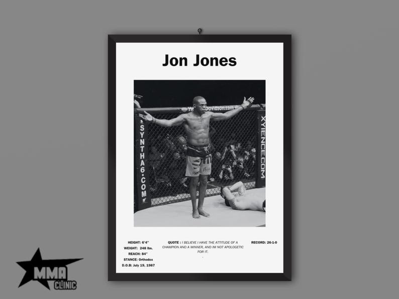 Jon Jones UFC Poster MMA Art Print Fight Night Decor Gifts for UFC Fans ...