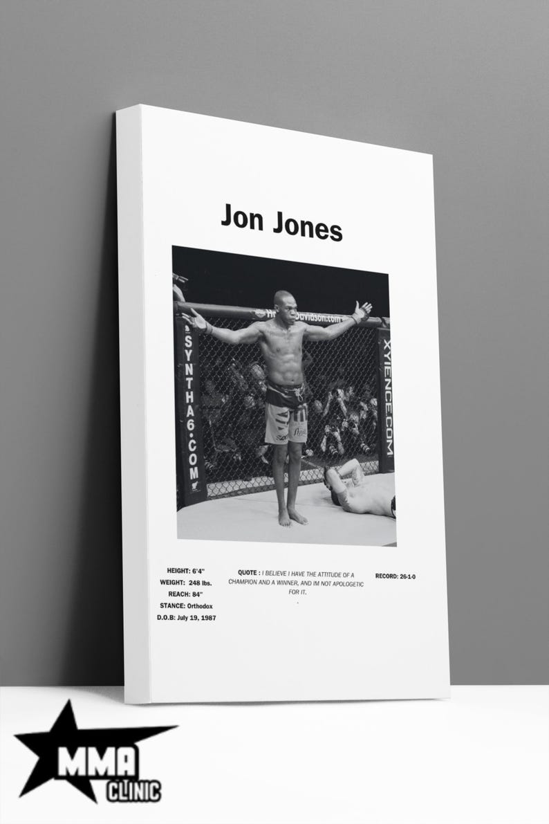Jon Jones UFC Poster MMA Art Print Fight Night Decor Gifts for UFC Fans ...