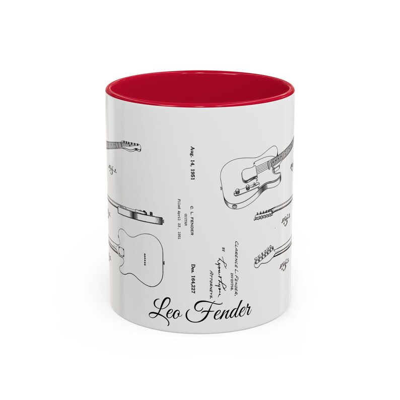 Personalized 1951 Fender Telecaster Mug | Vintage Patent Drawing Gift ...