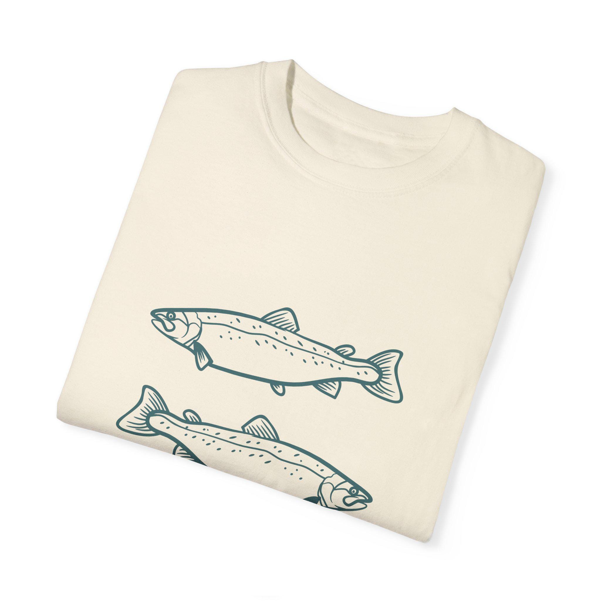 Salmon Fish Shirt, Fisherman Aesthetic Fishing Tee, Nautical Ocean ...