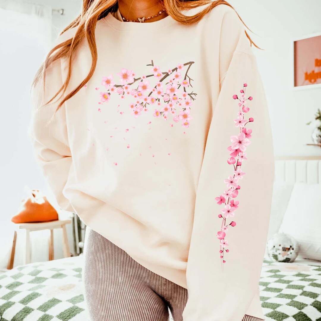 Sakura Cherry Blossom Hoodie, Sweatshirt & Tee - Spring Flowers Pink ...