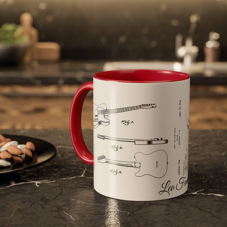 Personalized 1951 Fender Telecaster Mug | Vintage Patent Drawing Gift ...