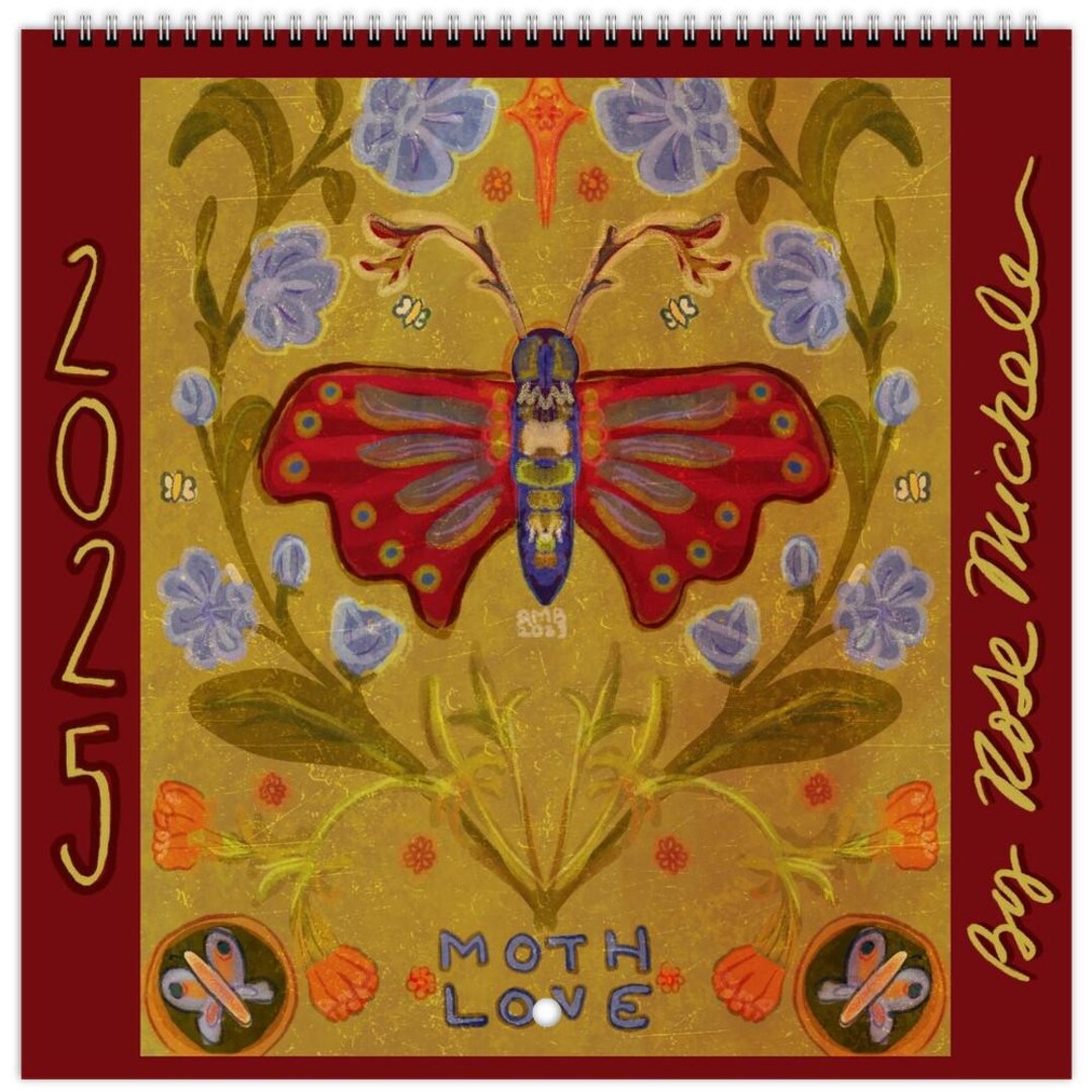 Hand-drawn Moth Wall Calendar 2025 – Folky Floral Artwork & Unique ...