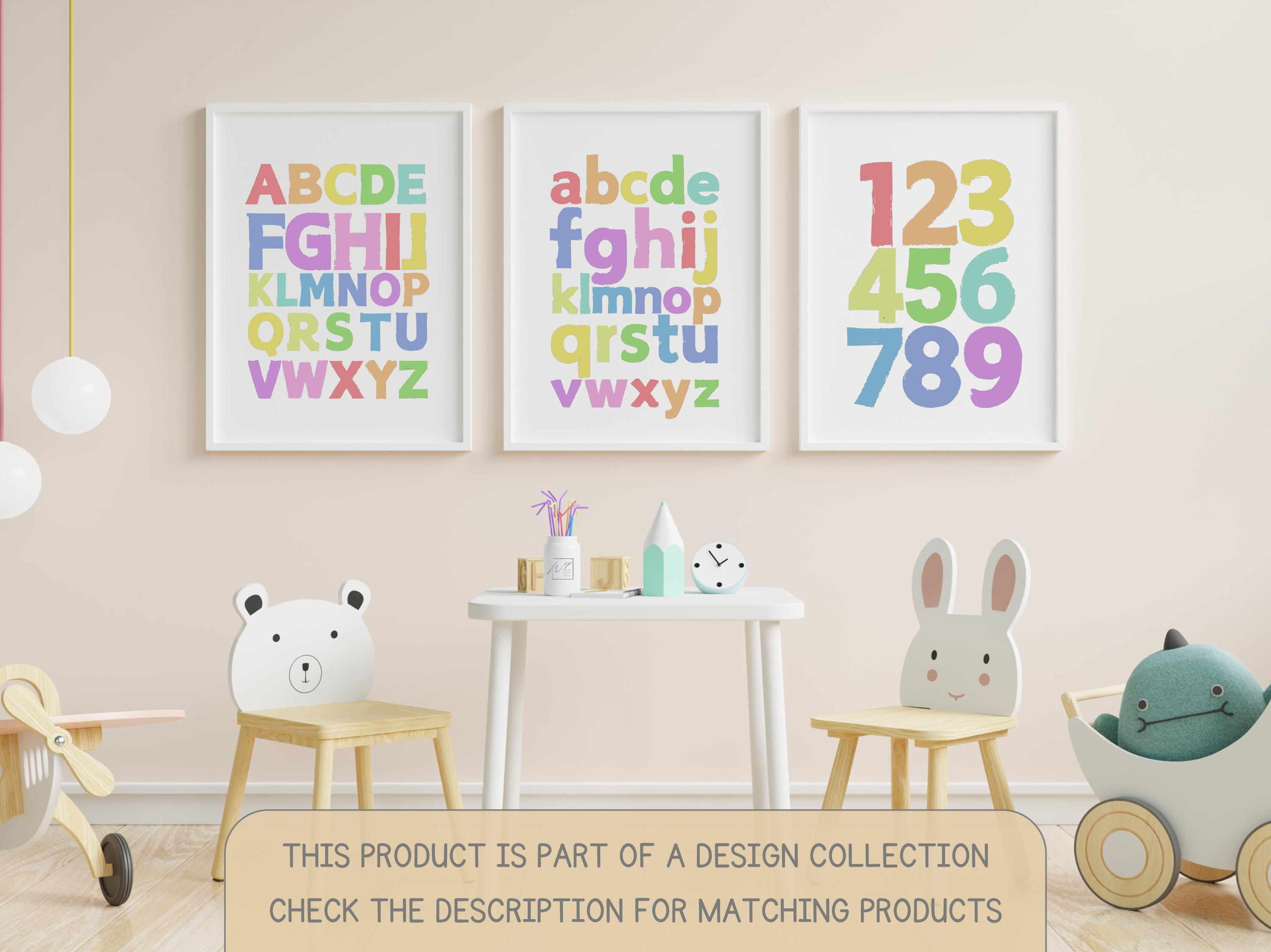 Baby Rainbow Alphabets Small Letters, Nursery Playroom Decor, Preschool ...
