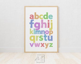 Baby Rainbow Alphabets Small Letters, Nursery Playroom Decor, Preschool ...