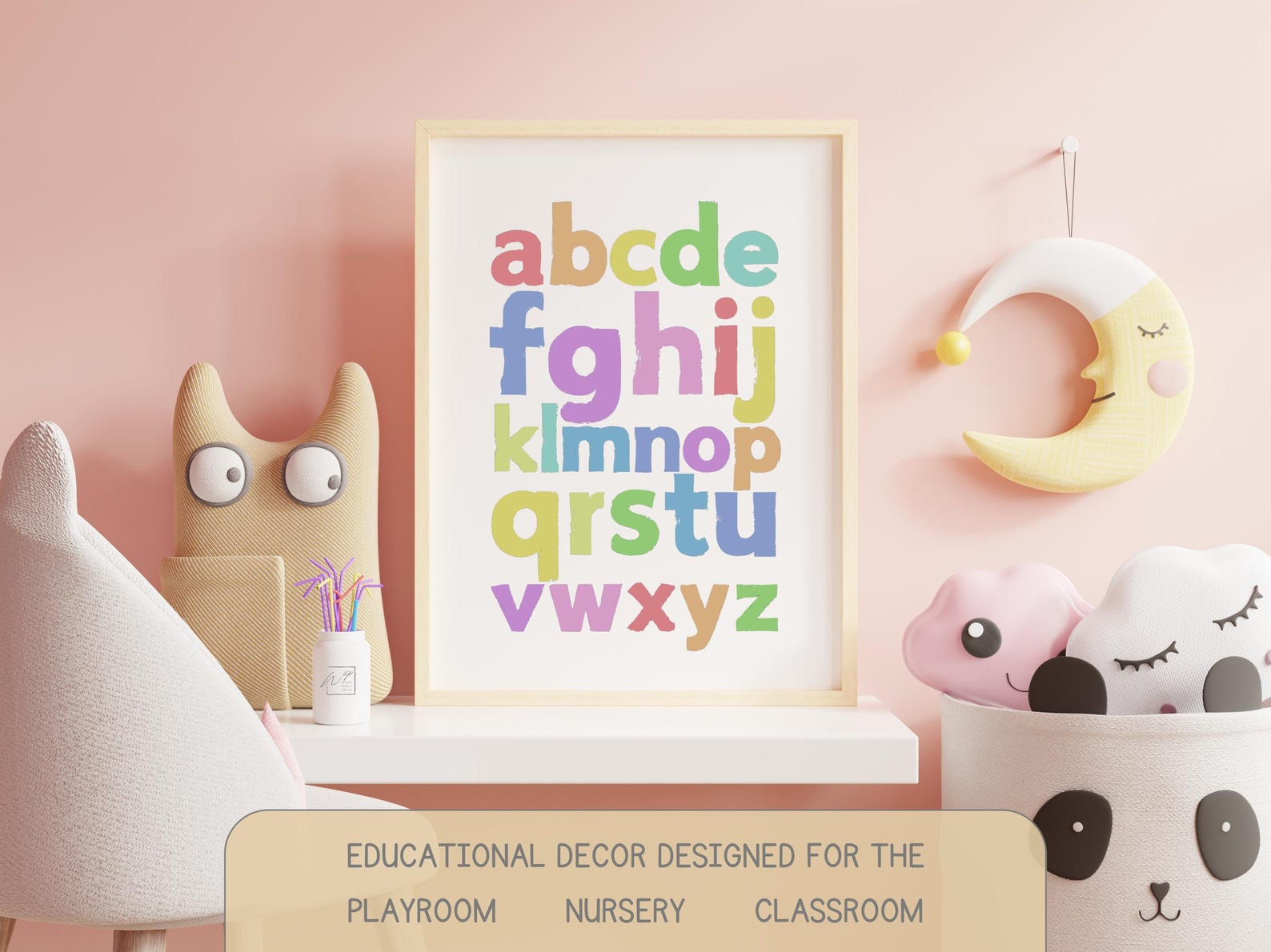 Baby Rainbow Alphabets Small Letters, Nursery Playroom Decor, Preschool ...