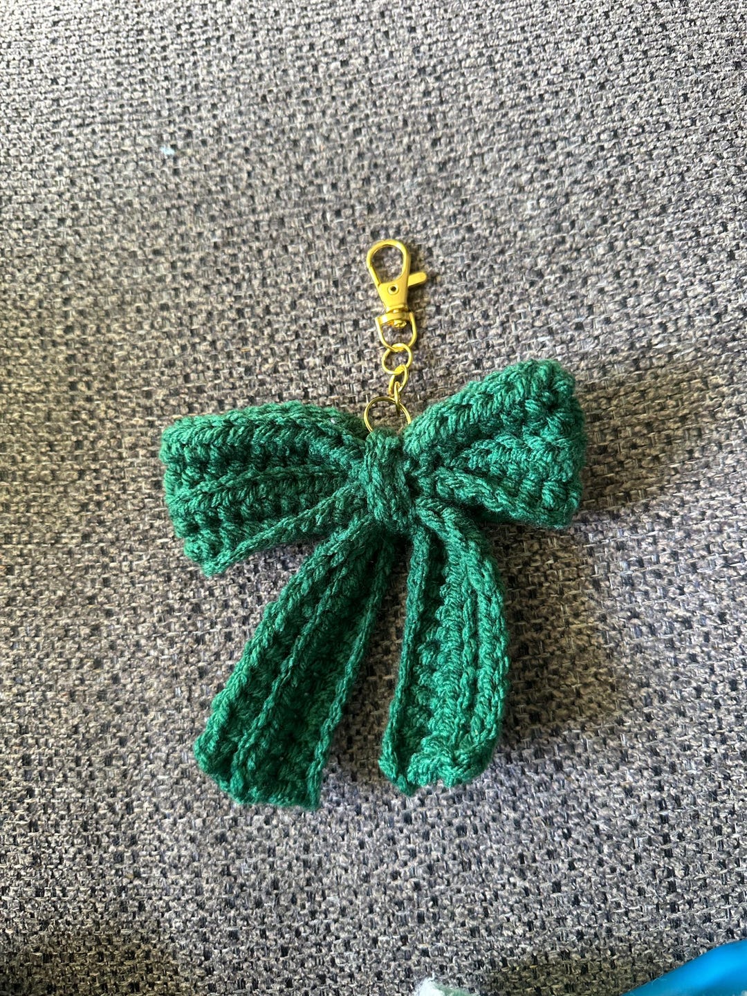 Bow Keychain - Emerald Green -hand Made Crocheted - Etsy