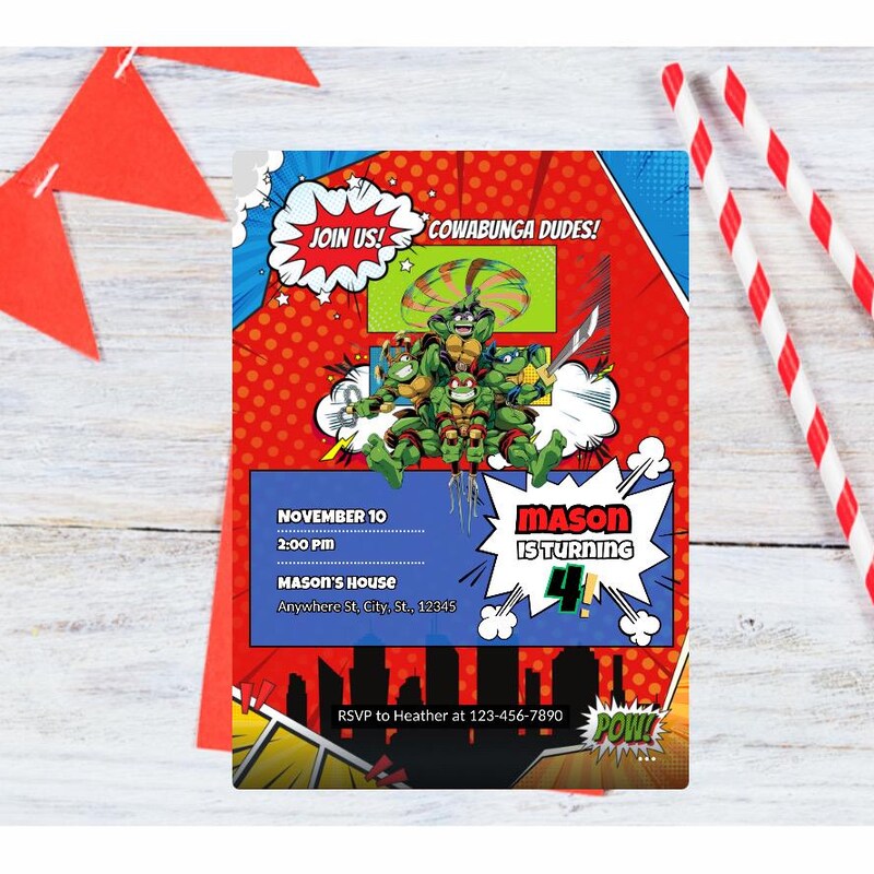 Ninja Turtle Invite - Etsy