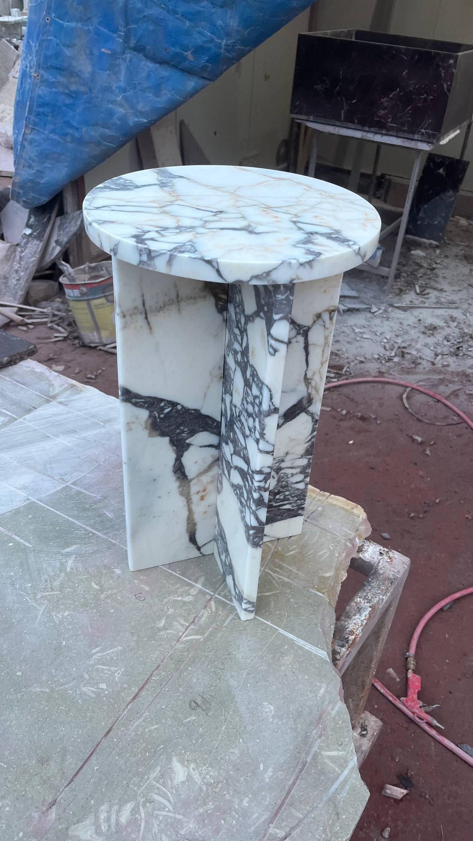 Handmade Calacatta Viola Marble Side Table: Modern Plinth Nightstand - Etsy