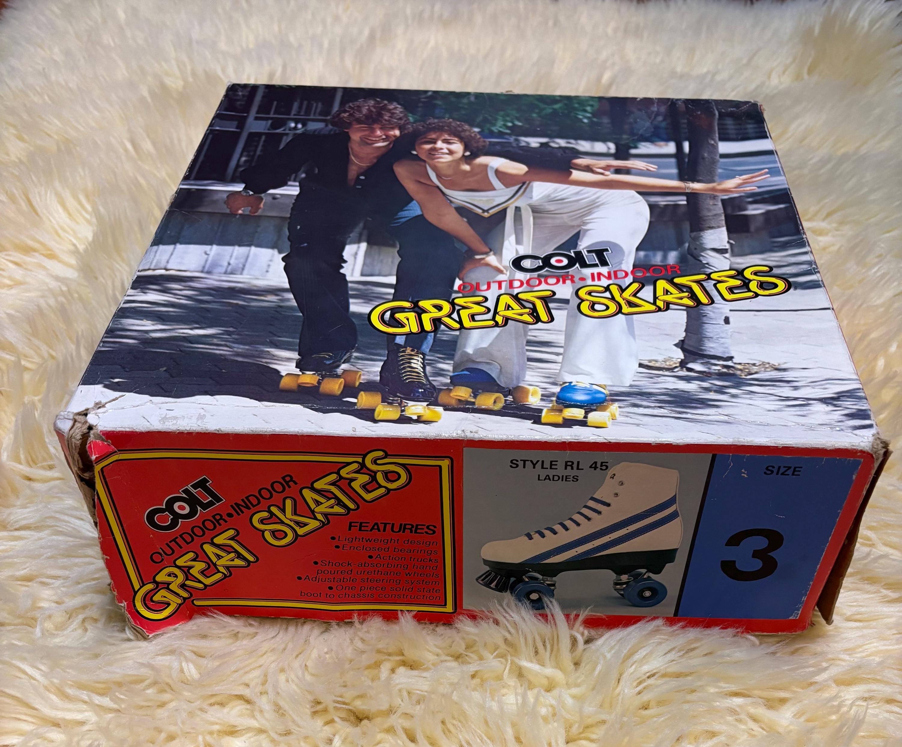 Vintage White & Blue Quad Roller Skates - Size 3 - Retro High-top With ...
