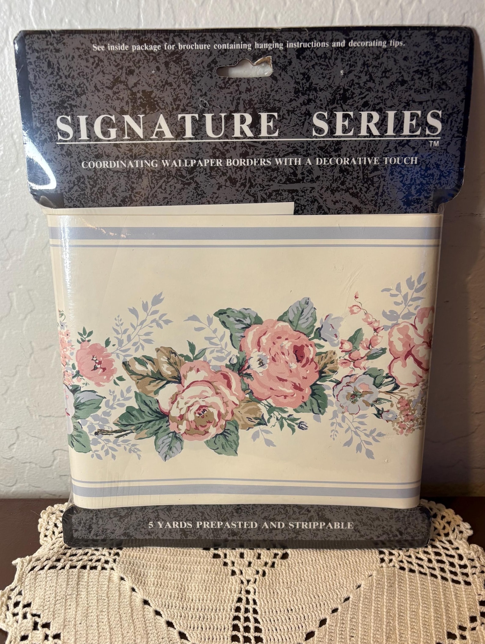 Vintage Rose Wallpaper Border – 5 Yards – Shabby Cottage Floral Charm ...