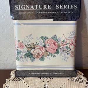 Vintage Rose Wallpaper Border – 5 Yards – Shabby Cottage Floral Charm ...