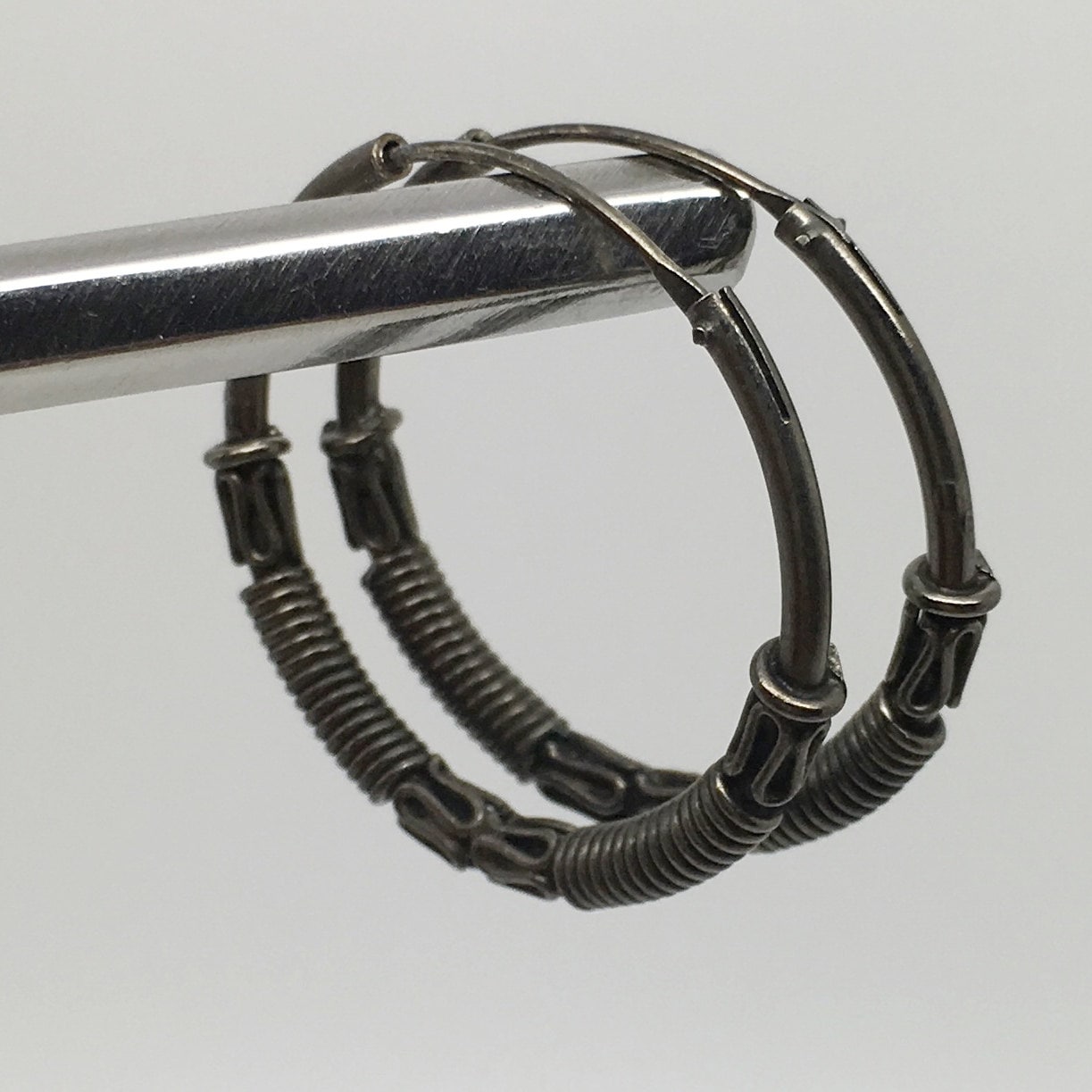 Trinium Black Coil Hoop Earrings, Extra Large Men's Hoop Earrings ...
