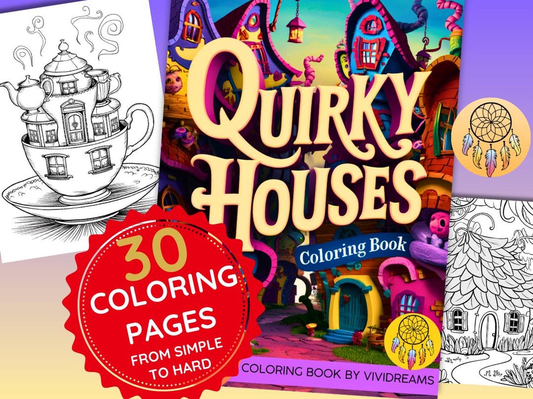 Quirky Houses: A Digital Coloring Book for Creative Minds - Etsy