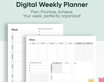 Printable Weekly Planner Template | A4 & Letter Size | Monday or Sunday ...