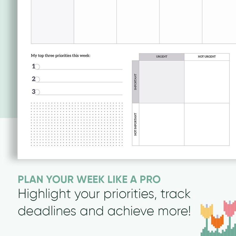 Printable Weekly Planner Template | A4 & Letter Size | Monday or Sunday ...