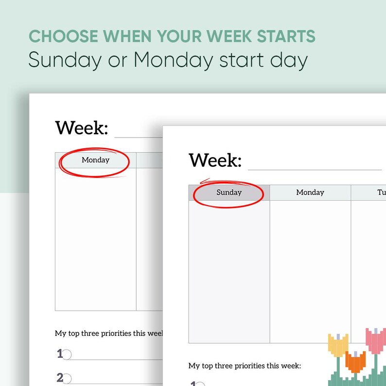 Printable Weekly Planner Template | A4 & Letter Size | Monday or Sunday ...