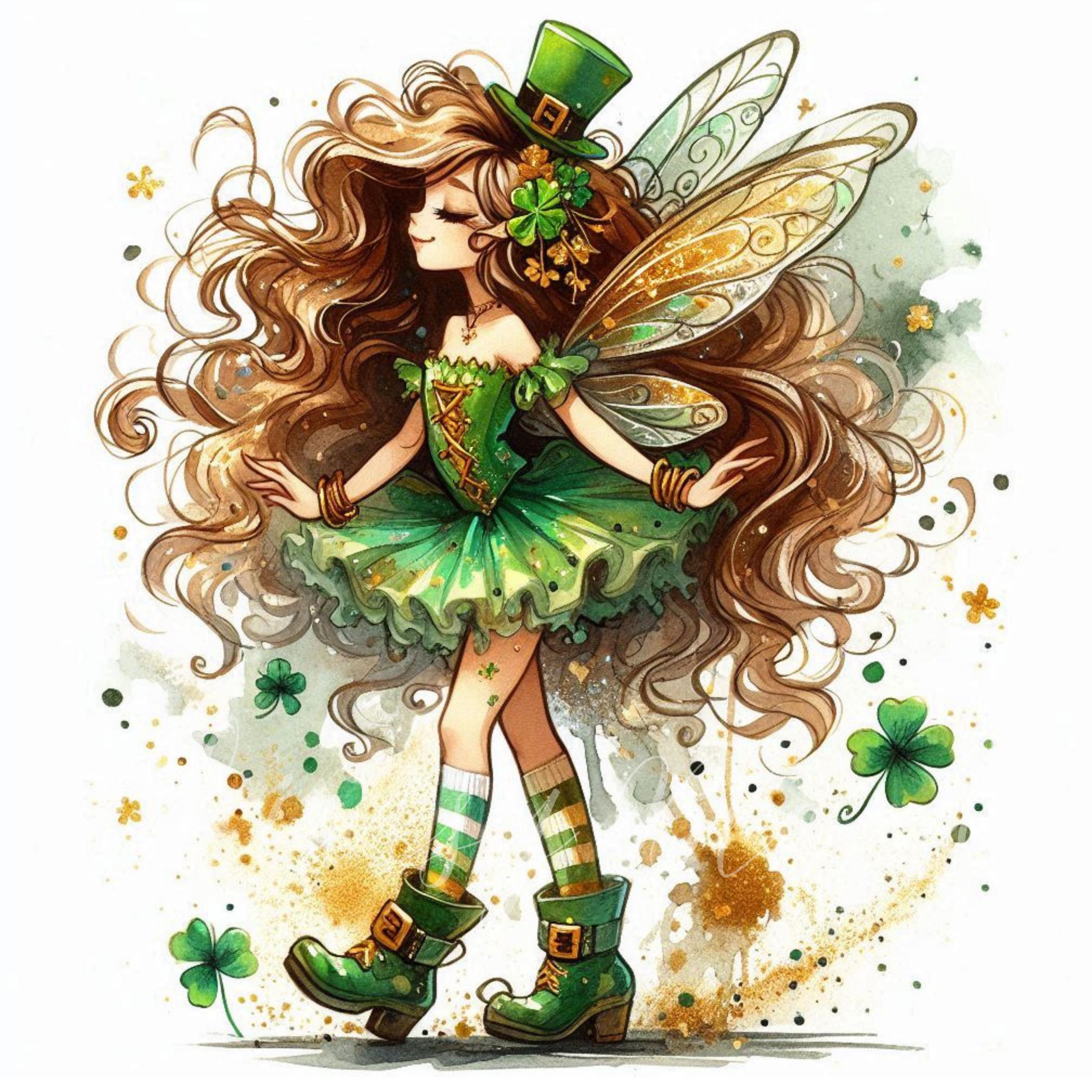 Whimsical Irish Dance Fairy Clipart, St Patrick's Day Graphics (digital ...