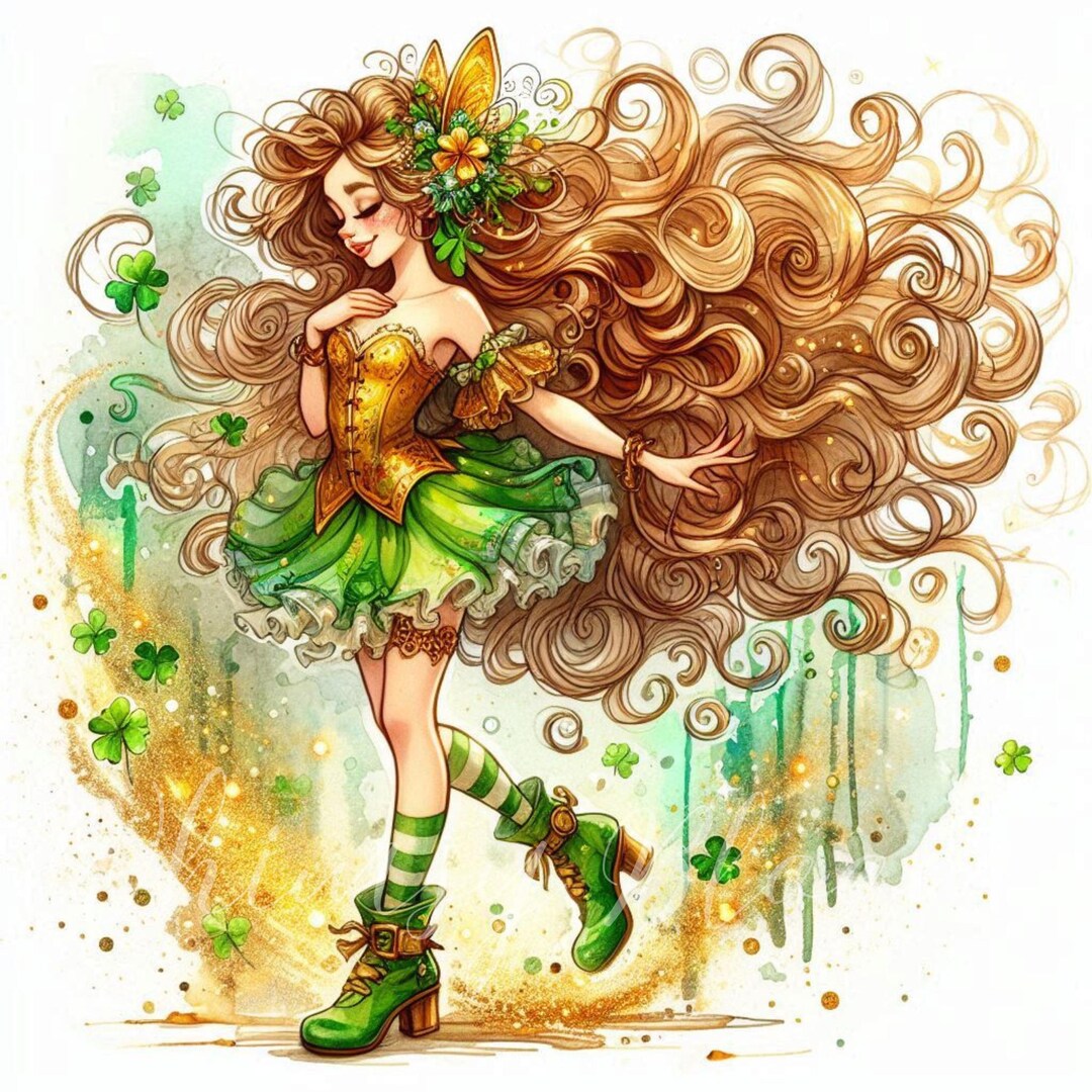 Whimsical Irish Dance Fairy Clipart, St Patrick's Day Graphics (digital ...