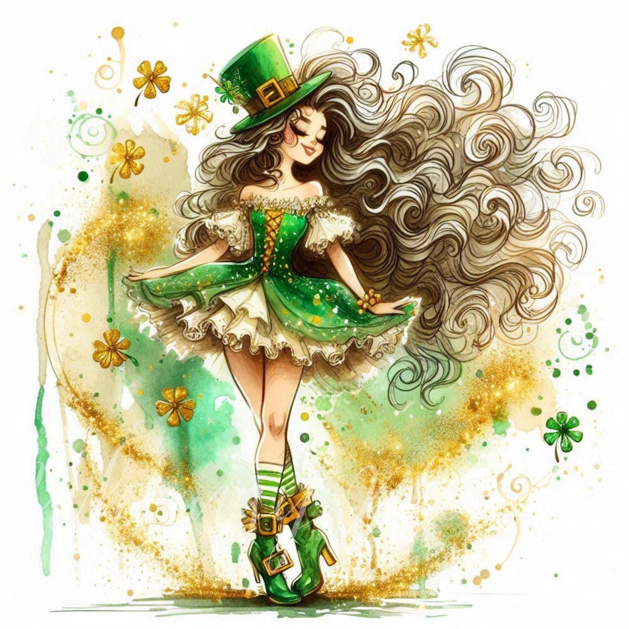 Whimsical Irish Dance Fairy Clipart, St Patrick's Day Graphics (digital ...