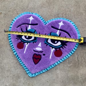 Handmade Heart-shaped Rug Featuring Sad Girl Clown in Chicana Art Style ...