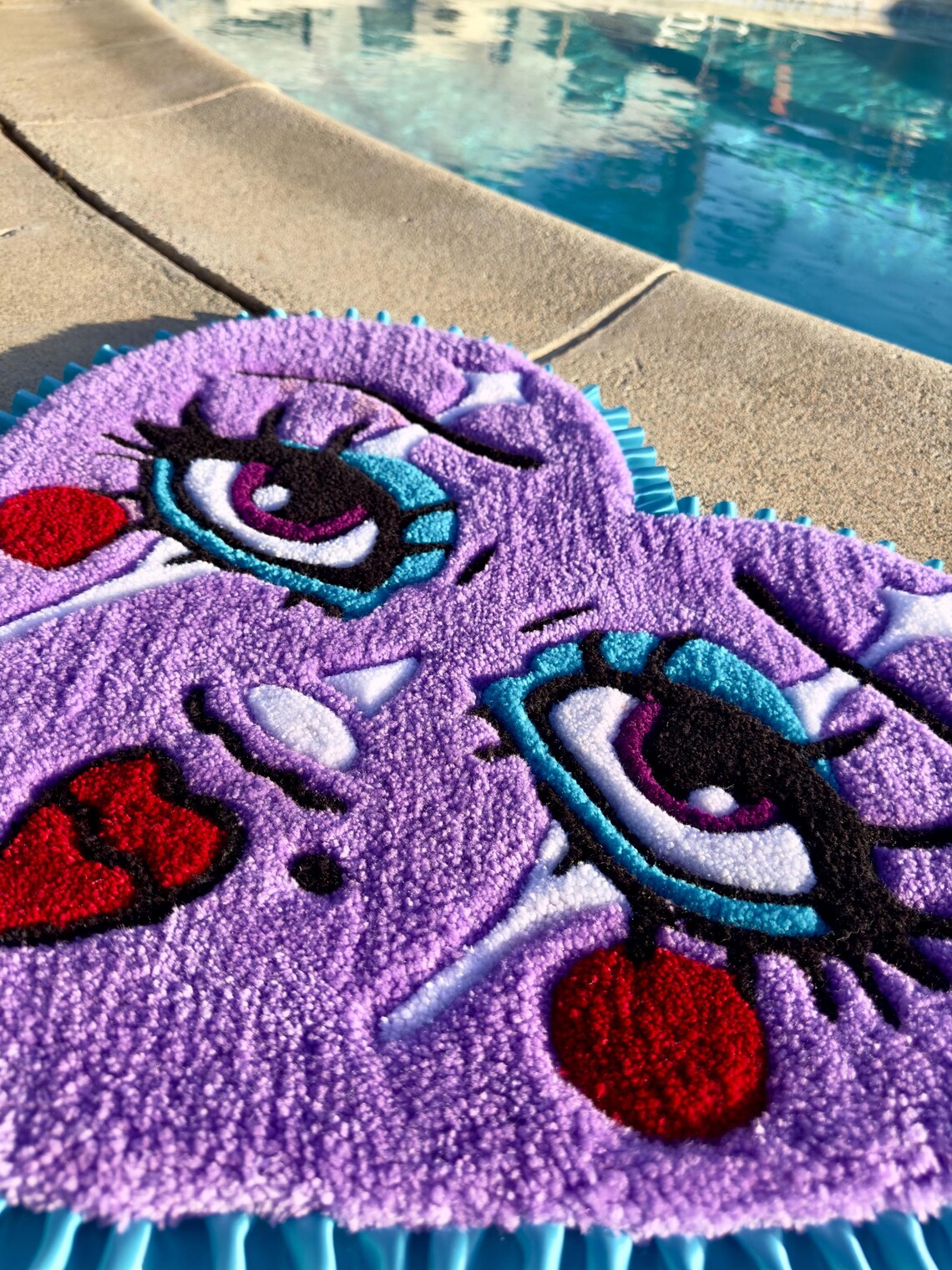 Handmade Heart-shaped Rug Featuring Sad Girl Clown in Chicana Art Style ...