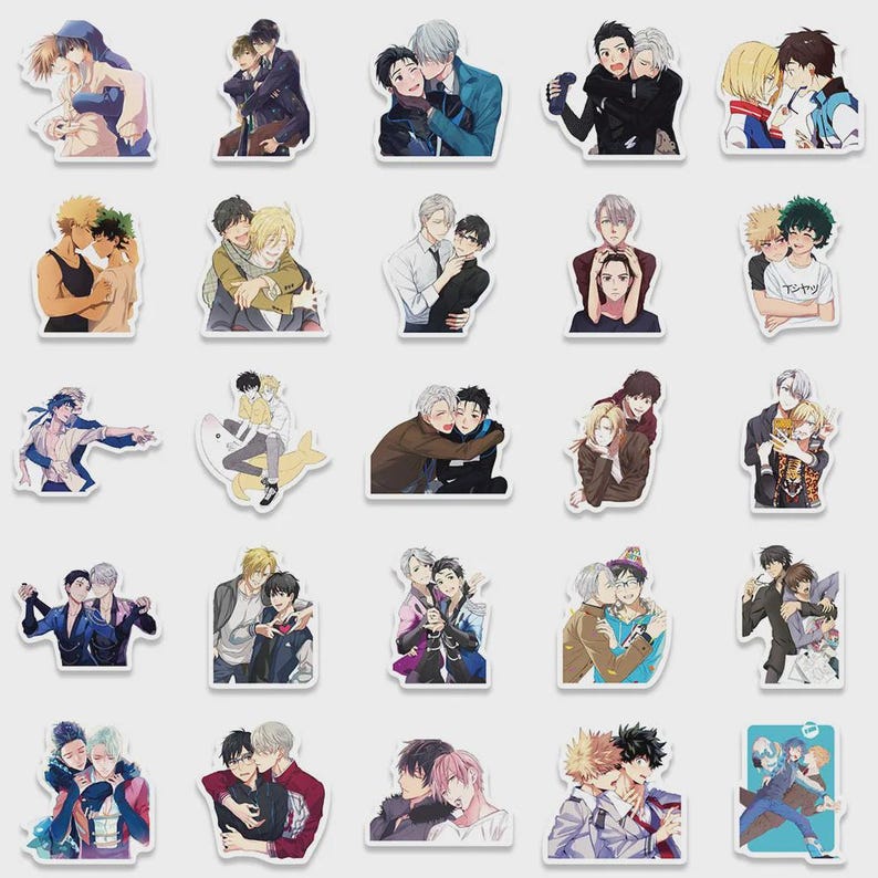 BL Anime Couple 100 Stickers | Yaoi Duo Vinyl Pack | Yuri on Ice ...