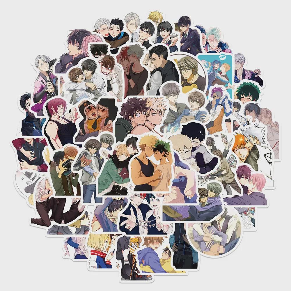 BL Anime Couple 100 Stickers | Yaoi Duo Vinyl Pack | Yuri on Ice ...