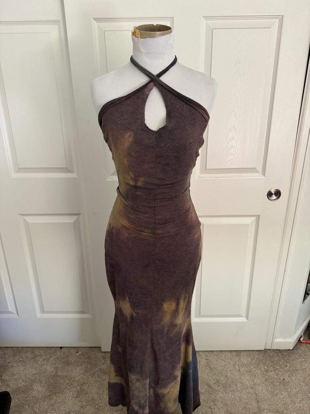 Brown Tie Dye Halter Top Keyhole Mermaid Dress - Etsy
