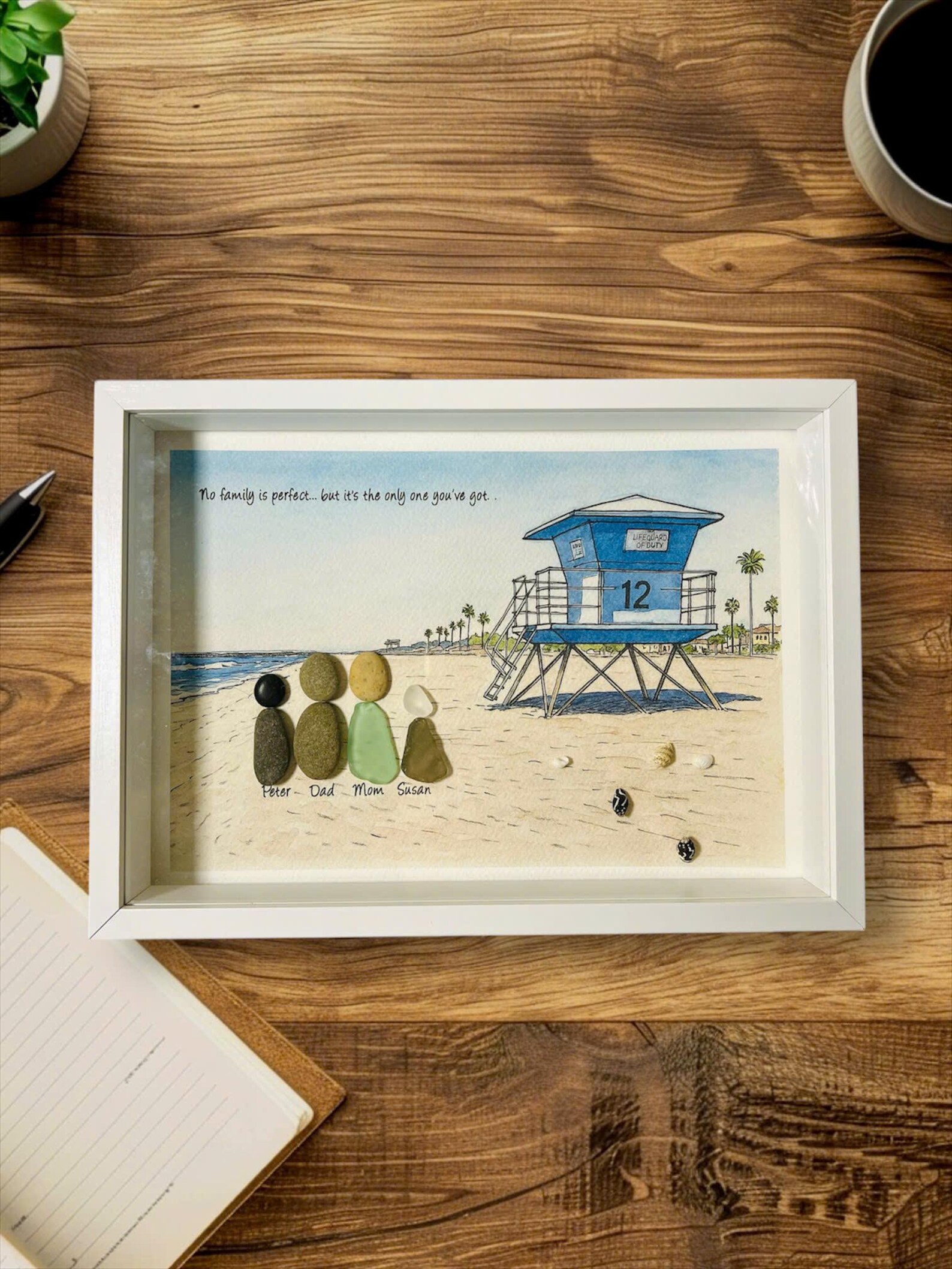 Personalized Family Portrait: Sea Glass Pebble Art - Etsy