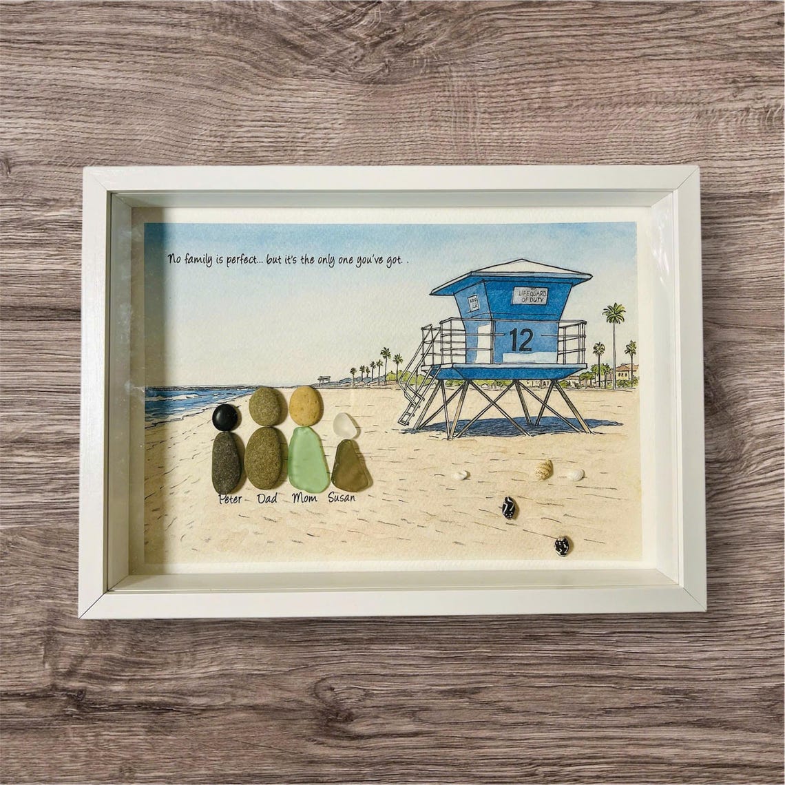 Personalized Family Portrait: Sea Glass Pebble Art - Etsy