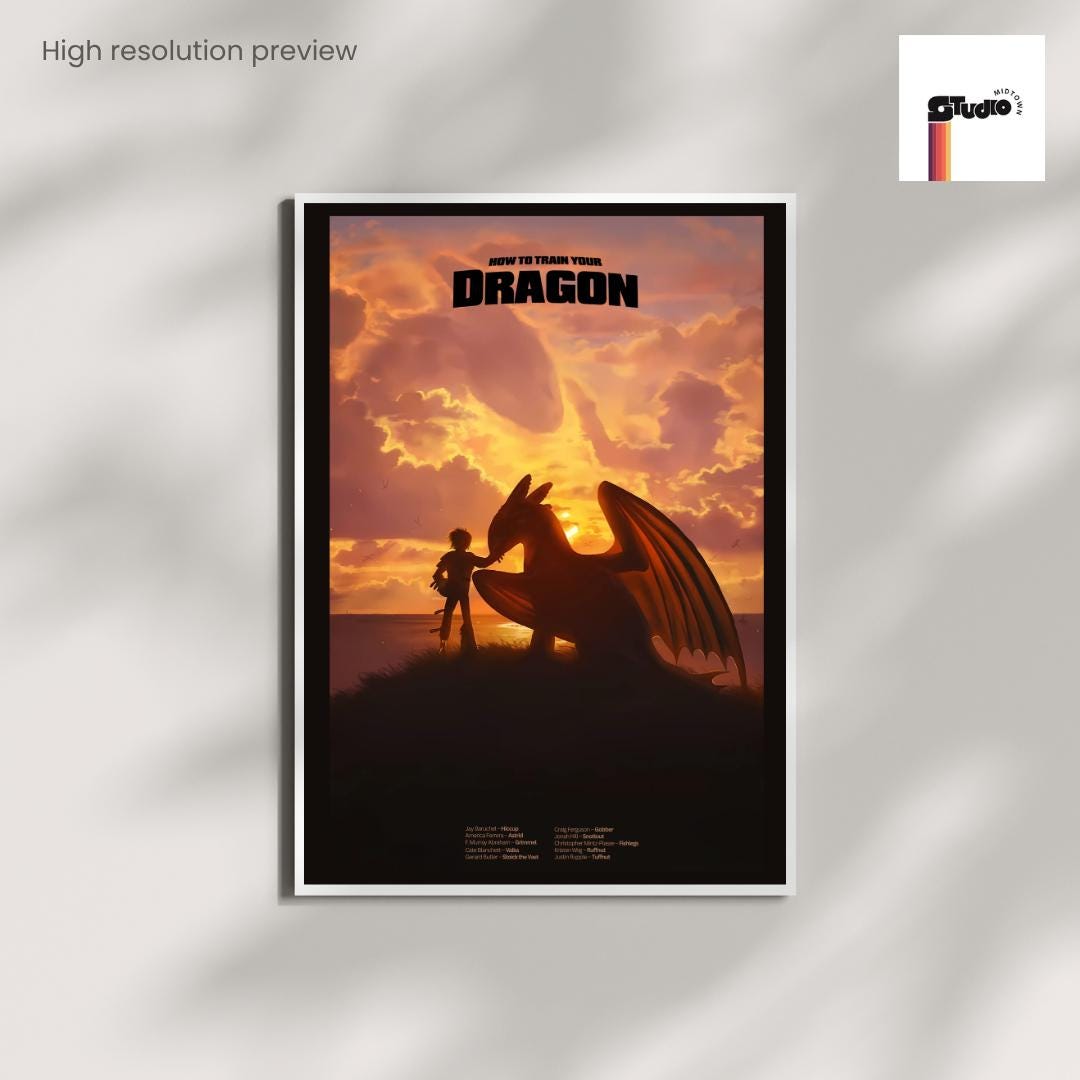 How to Train Your Dragon POSTER, HTTYD Wall Art, Minimalist Fantasy ...