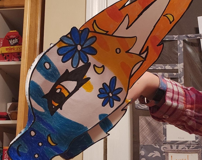 Tropical Themed Paper Dragon Puppet Flowers, Sunset, Kawaii - Etsy