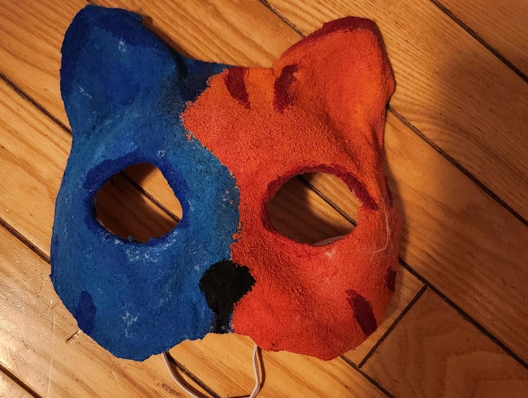 Fire and Ice Cat Mask - Therian Mask, Elements, Small Mask - Etsy