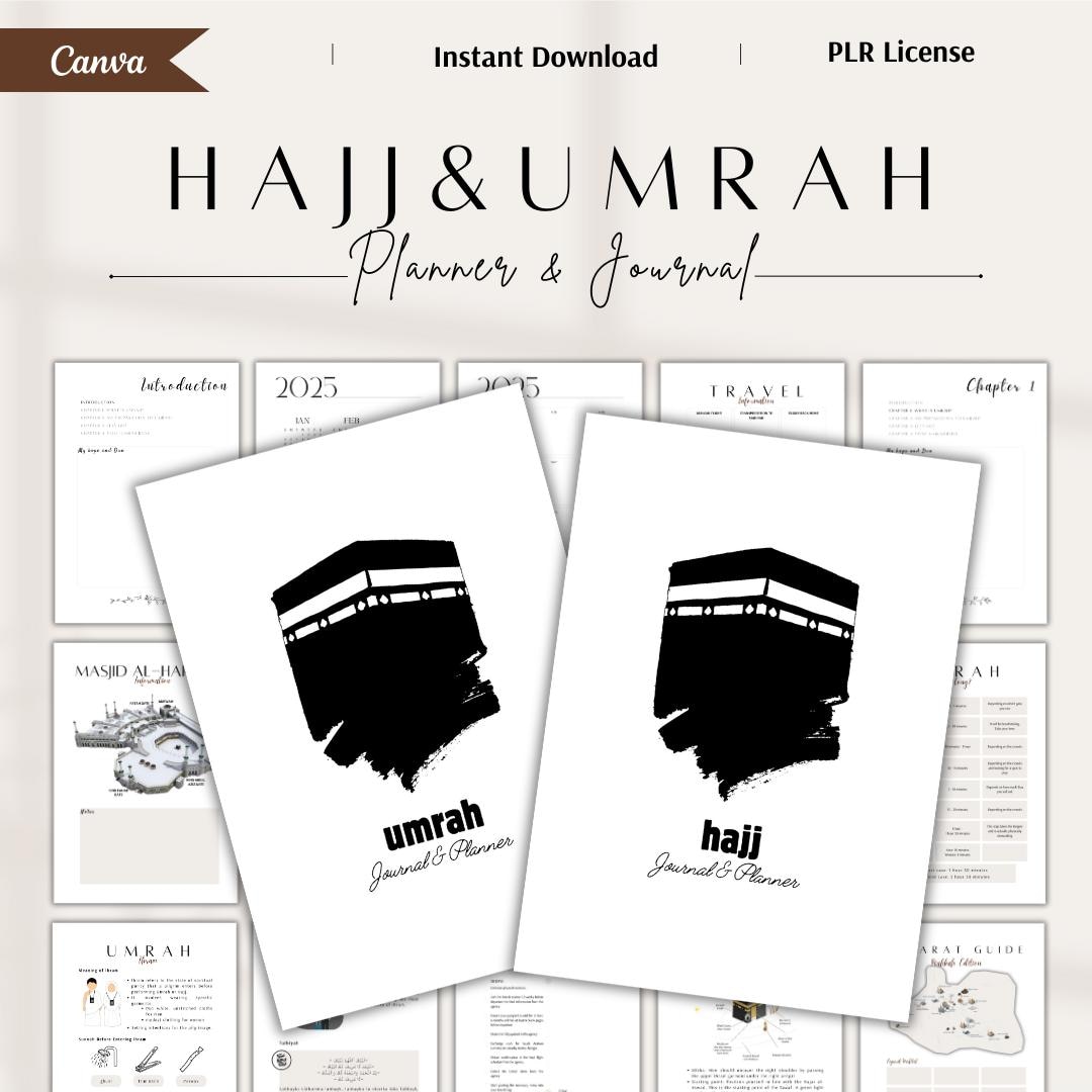 Hajj and Umrah Planner and Journal Canva Templates | PLR | MRR ...