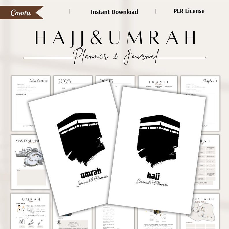 Hajj and Umrah Planner and Journal Canva Templates | PLR | MRR ...