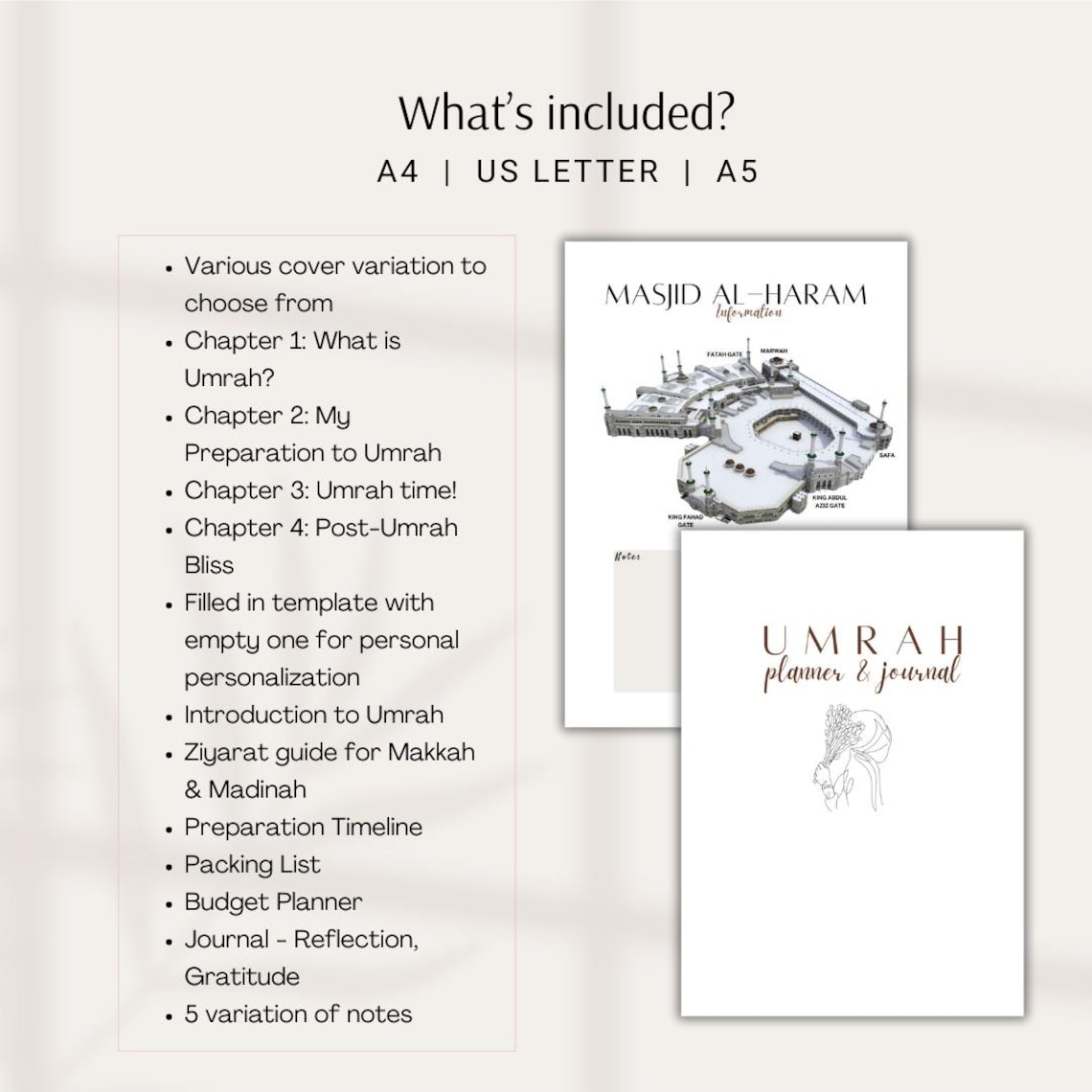 Umrah Planner & Journal (142-page Template) PDF Printable | Minimalist ...