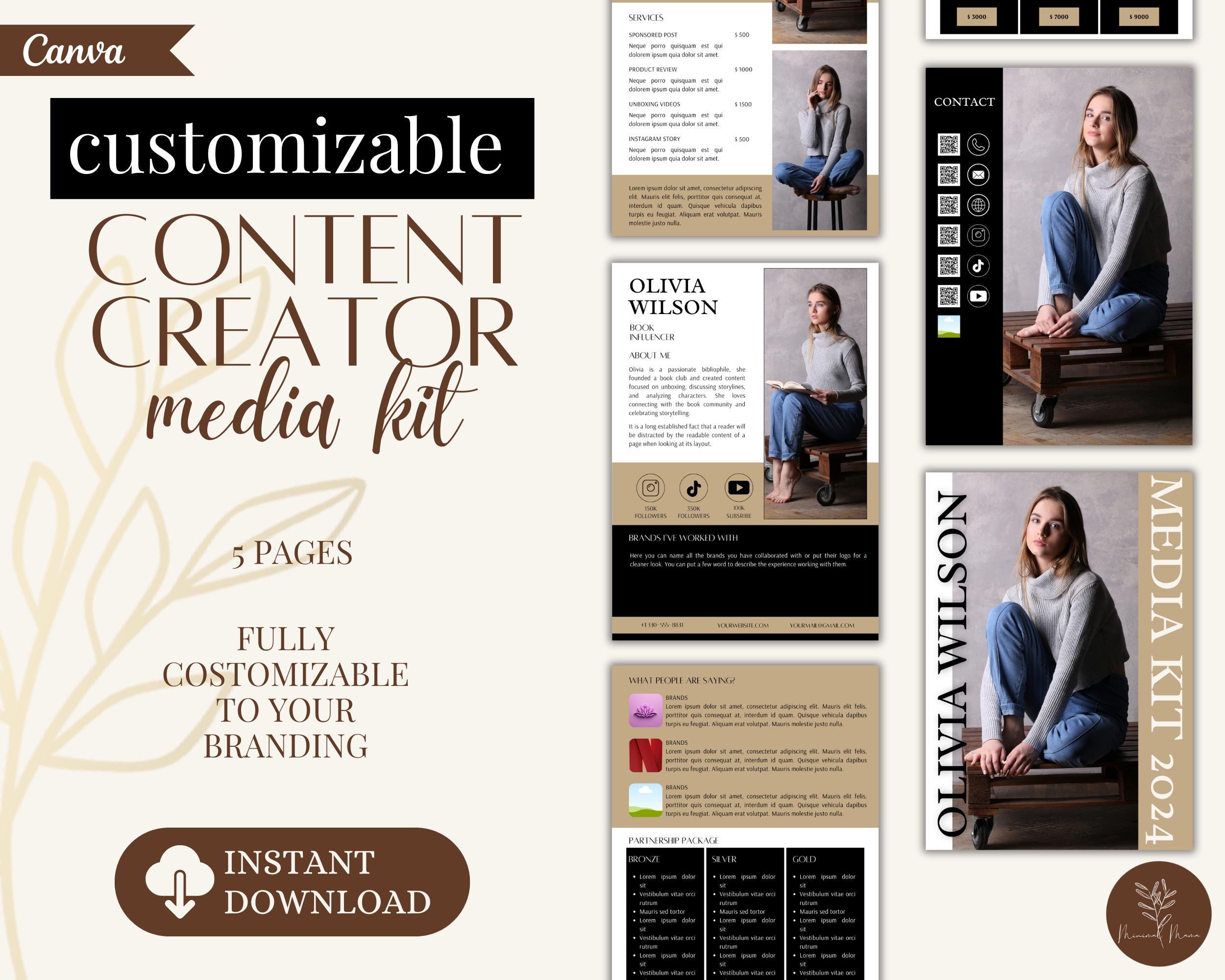 Media Kit Template Canva | Social Media Kit | Content Creator| Blogger ...