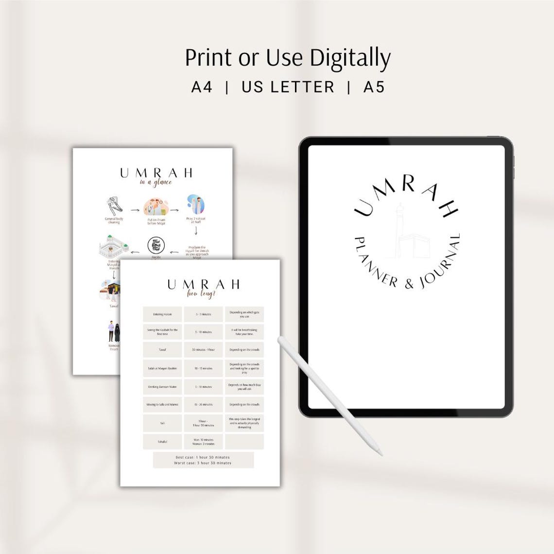 Umrah Planner & Journal 142-page Template PDF Printable Minimalist ...