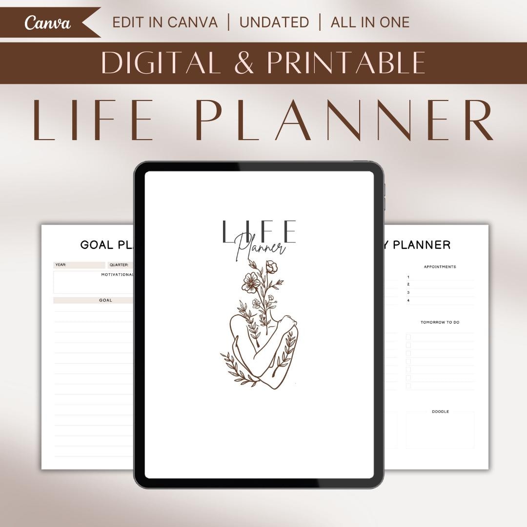Editable Life Planner Canva Template Undated A4 Planner Goal, Finance ...