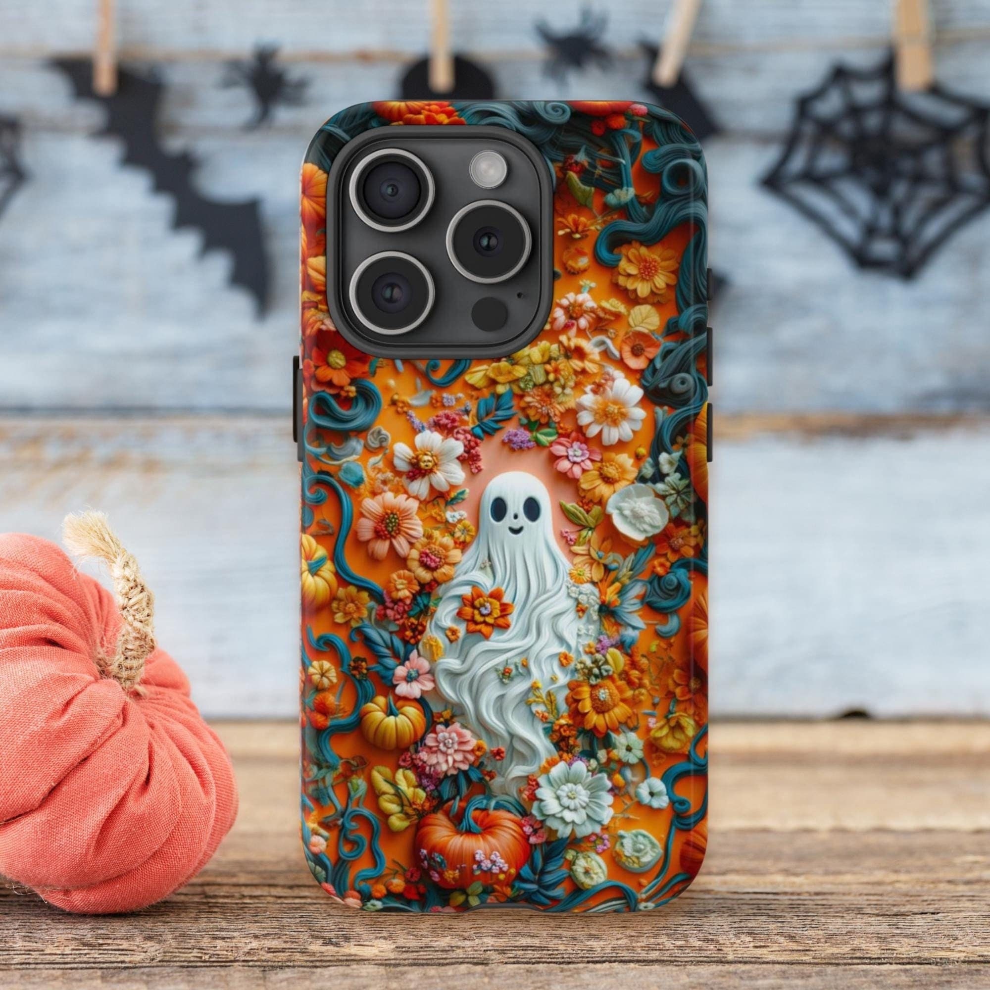 Spooky Floral Clay Looks 3D in Flower Phone Casing Cute Halloween Phone ...