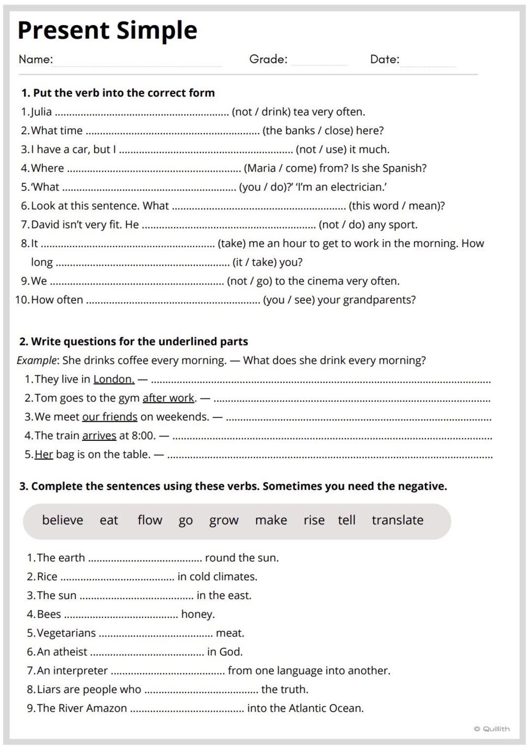 20 All Tenses Worksheets|20 Printable ESL Grammar Exercises |all Tenses ...