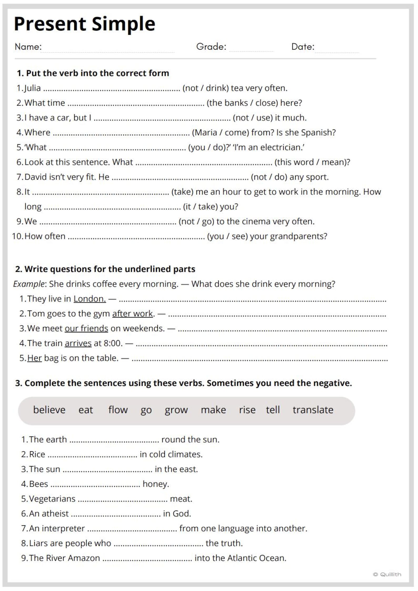 20 All Tenses Worksheets|20 Printable ESL Grammar Exercises |all Tenses ...