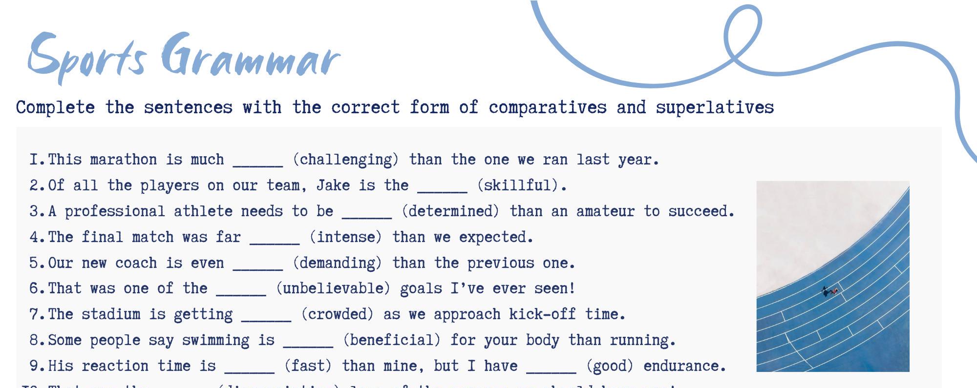 Sports English Grammar & Vocabulary Worksheets PDF| B1-B2 Level| 6 ...