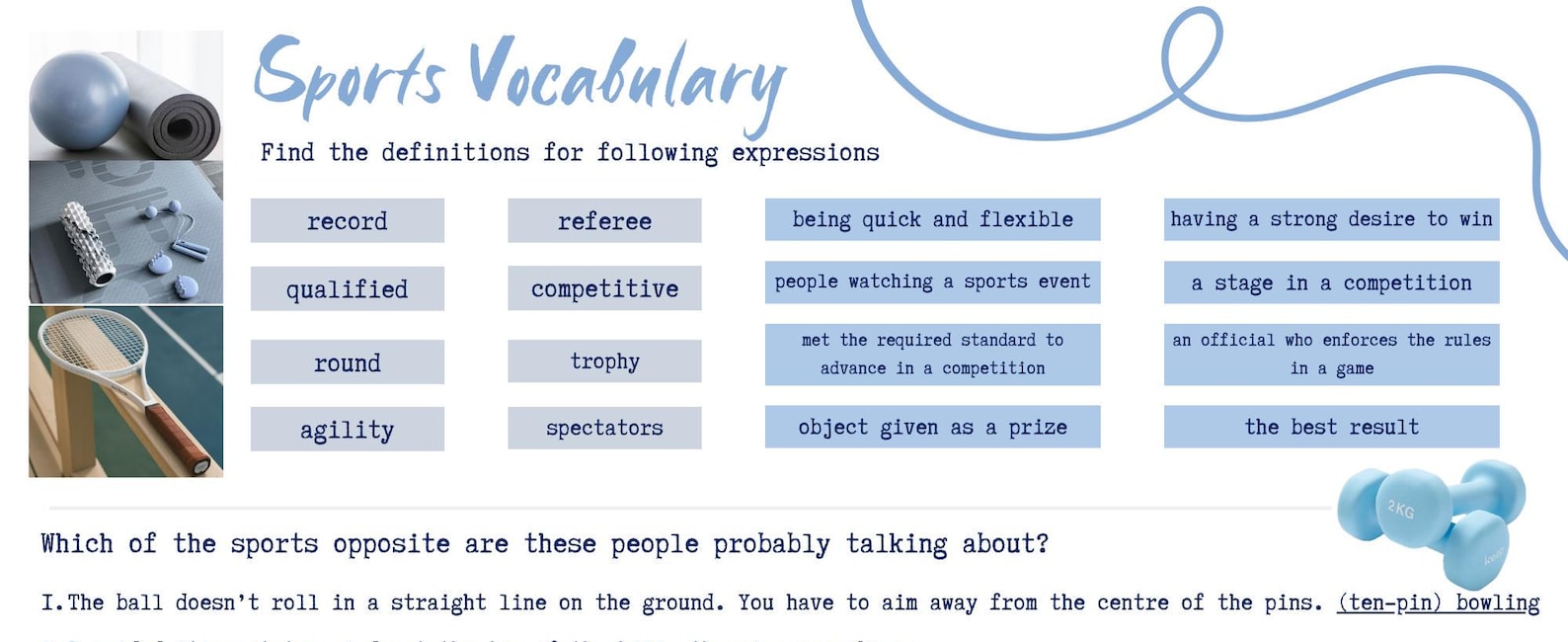 Sports English Grammar & Vocabulary Worksheets PDF| B1-B2 Level| 6 ...