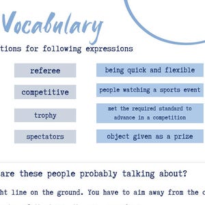 Sports English Grammar & Vocabulary Worksheets PDF| B1-B2 Level| 6 ...
